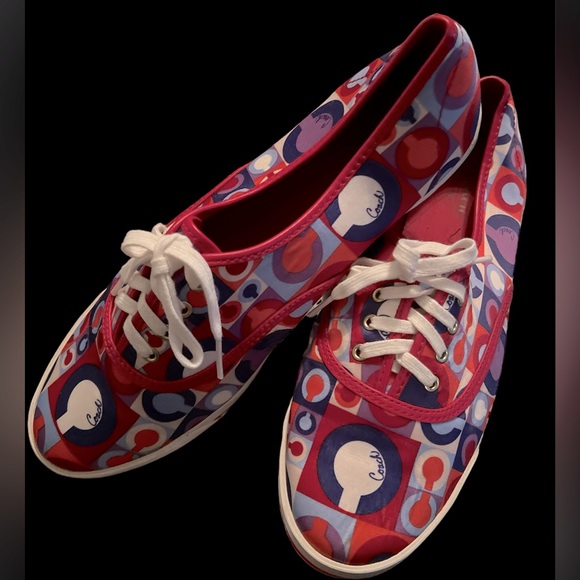 Coach | Shoes | Coach Audrina Red Multi Color Sneakers | Poshmark